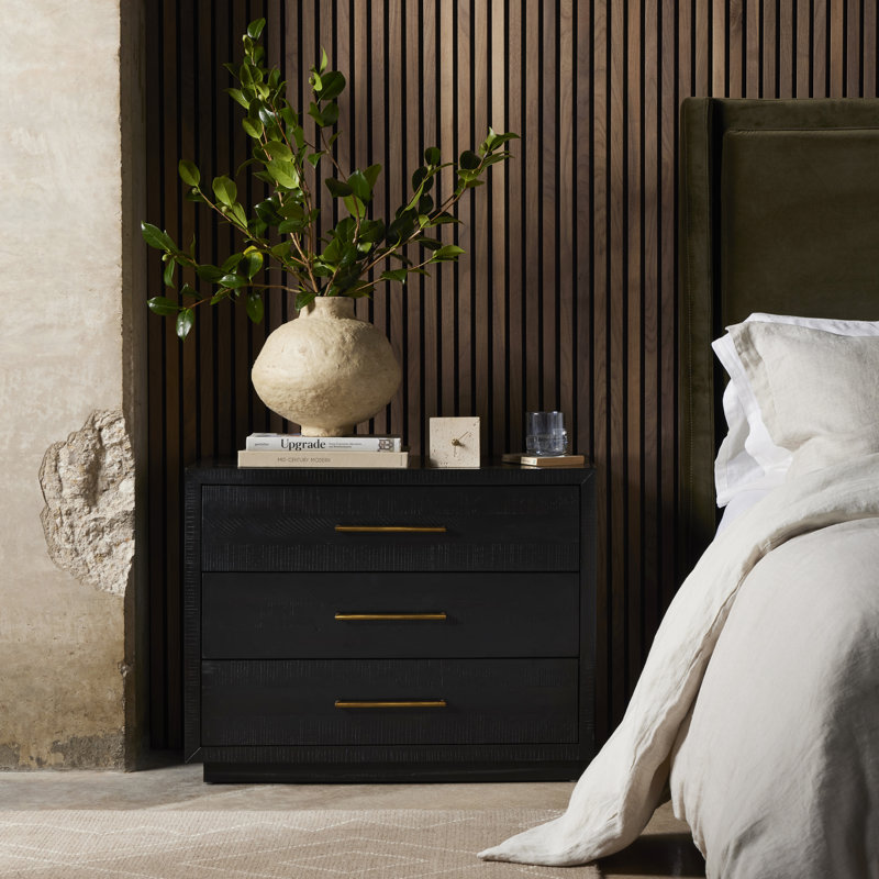 Black solid wood nightstand store